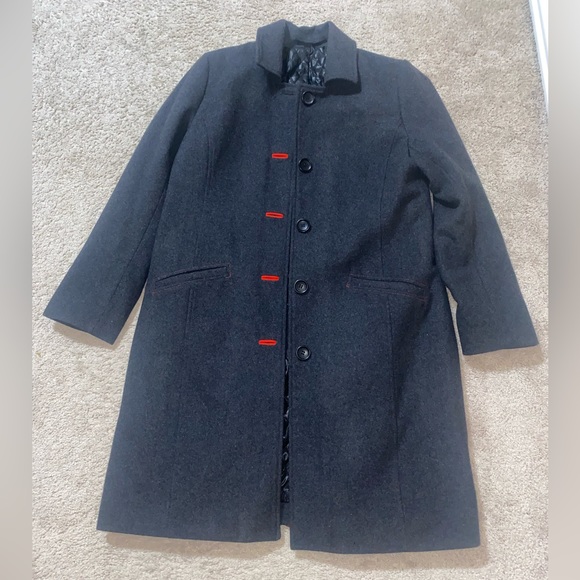Jackets & Coats | Dark Gray Heavy Button Up Wool Coat With Lining ...